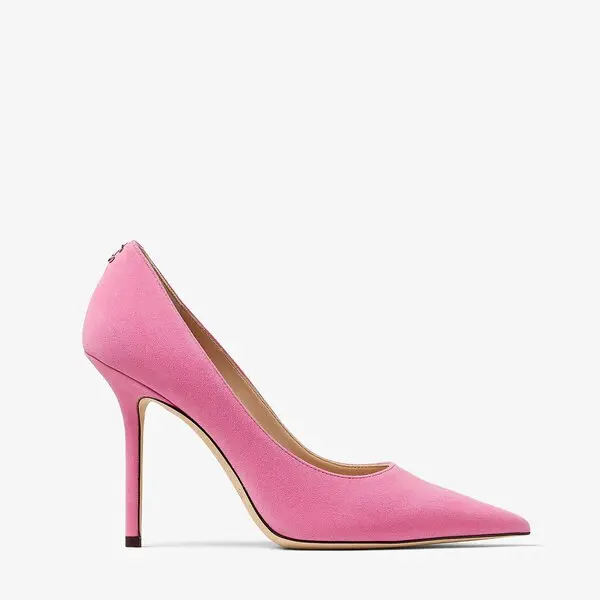 JIMMY CHOO Love 100 Suede Pumps With Jc Emblem