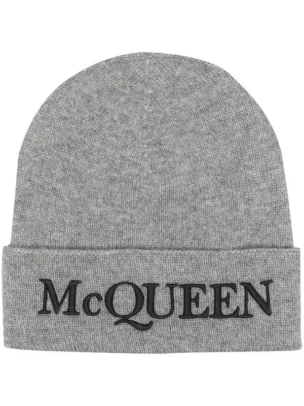 Alexander McQueen Embroidered-logo Beanie - Grey