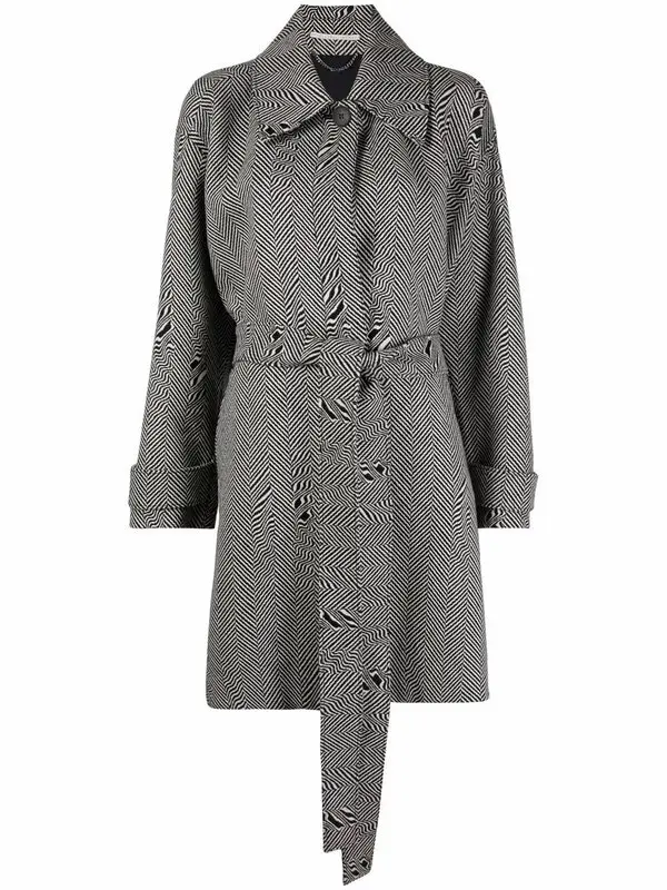 Stella McCartney Glitch Herringbone Coat - Black
