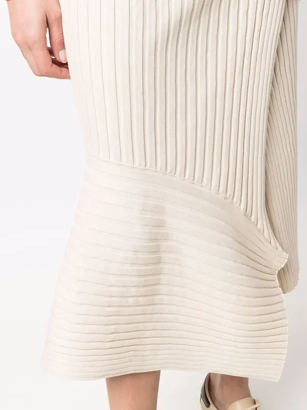 Stella McCartney Asymmetric Ribbed-knit Wrap Skirt - Neutrals