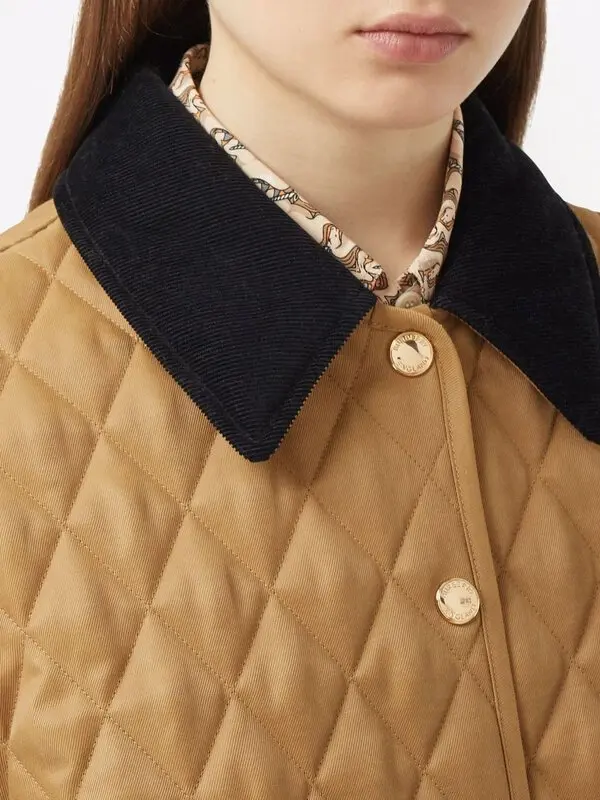 Burberry Corduroy-collar Quilted Jacket - Brown