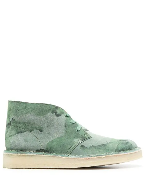 Clarks Watercolour-effect Print Boots - Green