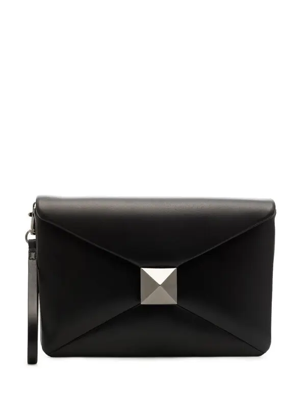 Valentino Garavani Roman Stud Leather Clutch - Black