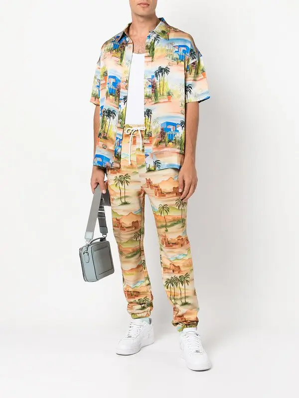 LES BENJAMINS Landscape-print Cotton Joggers
