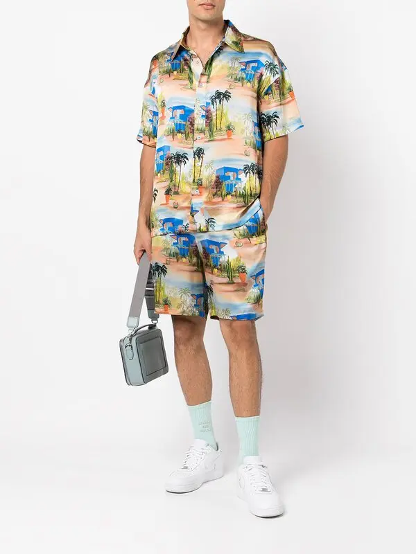 LES BENJAMINS Tropical-print Silk Shorts