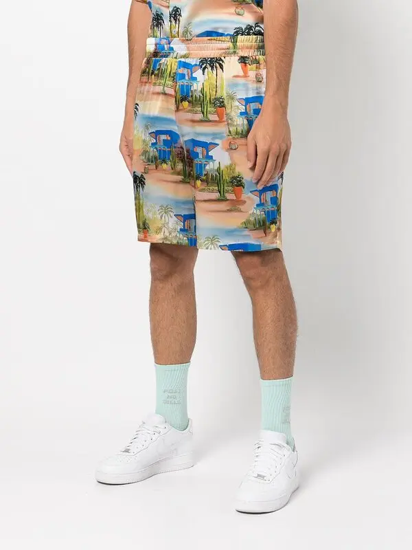 LES BENJAMINS Tropical-print Silk Shorts