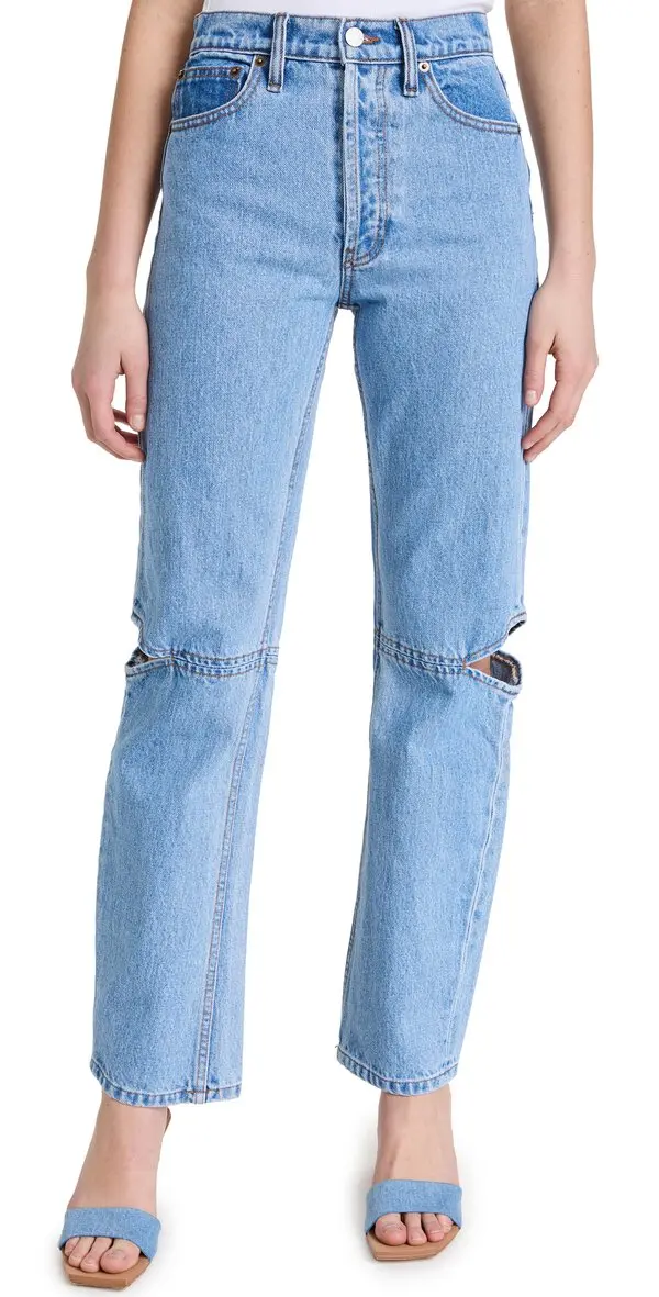 Still Here Cowgirl Jeans With Knee Cutouts - Vintage Blue