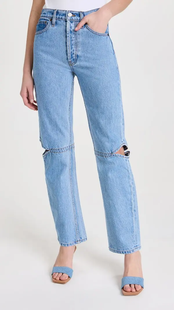Still Here Cowgirl Jeans With Knee Cutouts - Vintage Blue