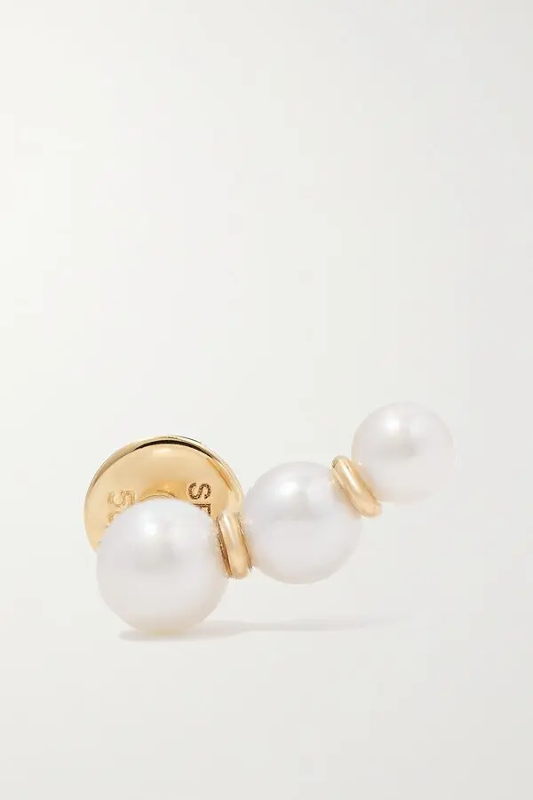 Sophie Bille Brahe Trois Perle Single Earring - Gold