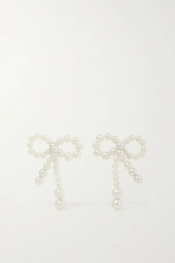 Sophie Bille Brahe Rosette De Perles 14-karat Gold Pearl Earrings - White