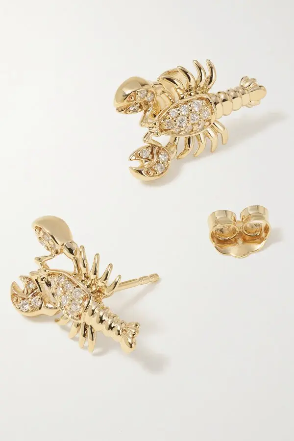 SYDNEY EVAN Lobster 14-karat Diamond Stud Earrings