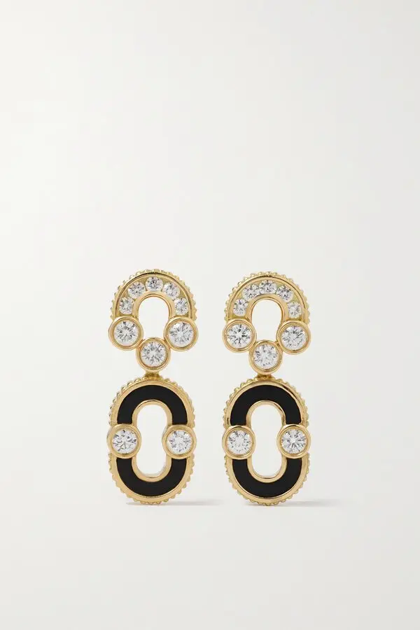 VILTIER Magnetic Solo 18-karat Onyx And Diamond Earrings - Gold