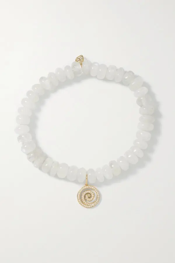 SYDNEY EVAN Small Spiral Moonstone And Diamond Bracelet - White