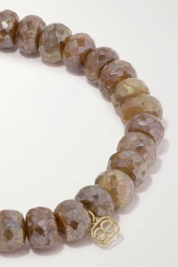 SYDNEY EVAN Tiny Feather Labradorite And Diamond Bracelet