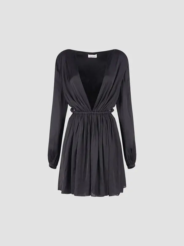Halston Leila Satin V-neck Cutout Minidress
