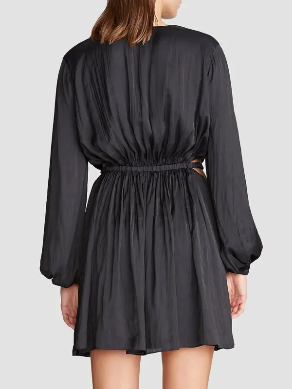 Halston Leila Satin V-neck Cutout Minidress