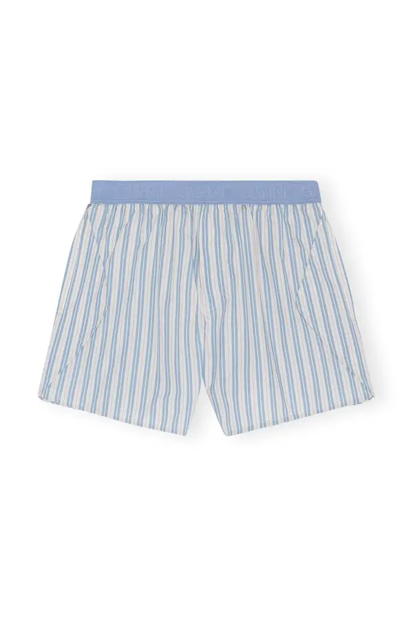 GANNI Striped Cotton Shorts