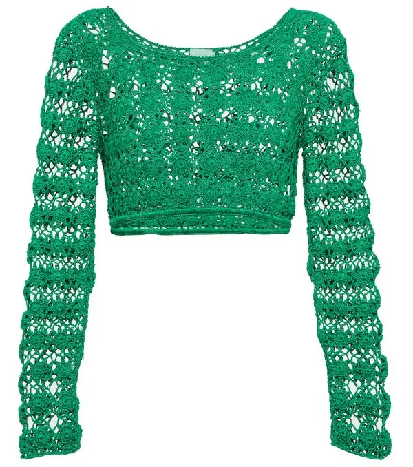 Anna Kosturova Bella Crochet Crop Top - Green