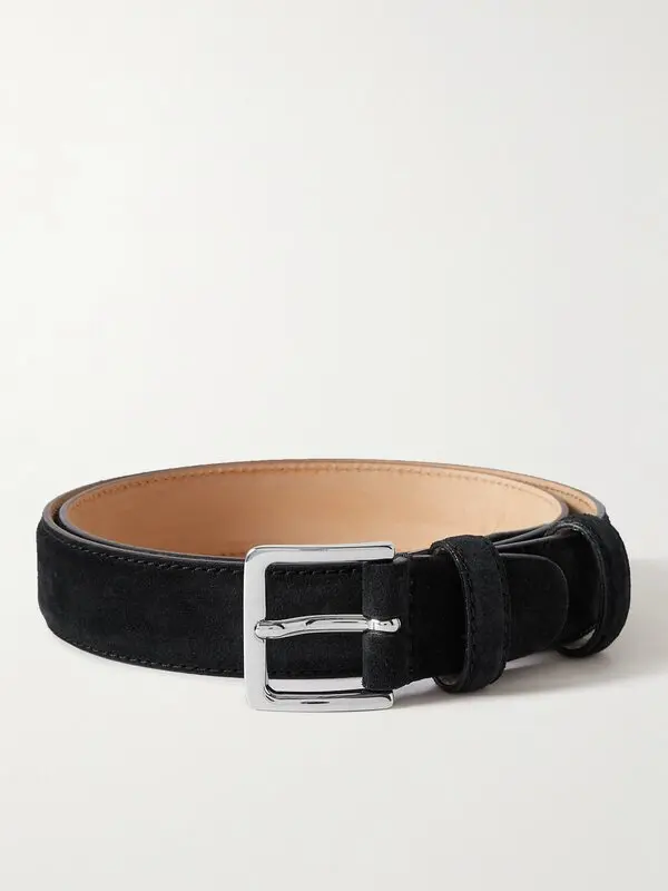 Mr P. 3cm Suede Belt - Black