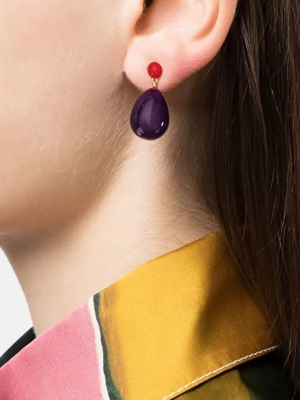 ESHVI Two-tone Drop Earrings - Purple