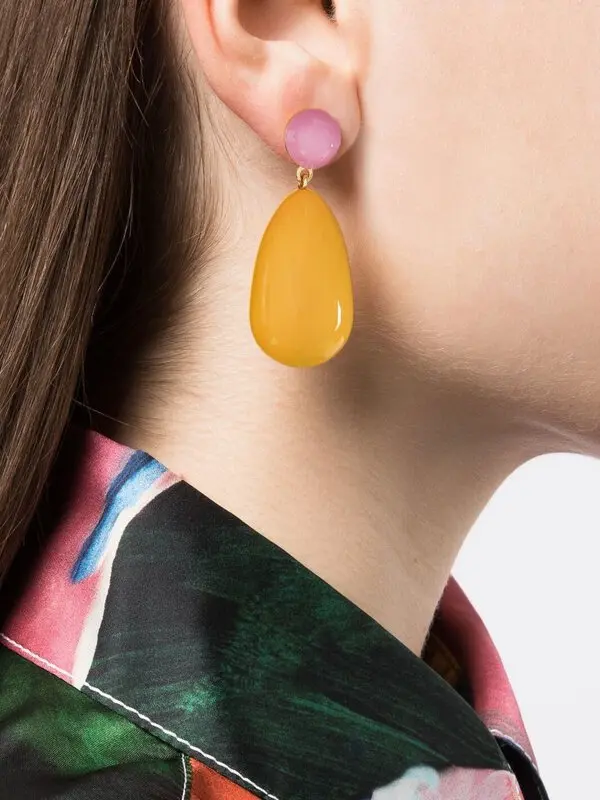 ESHVI Two-tone Tear Drop Earrings - Yellow