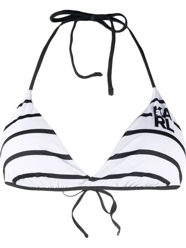 Karl Lagerfeld Striped Logo-print Bikini