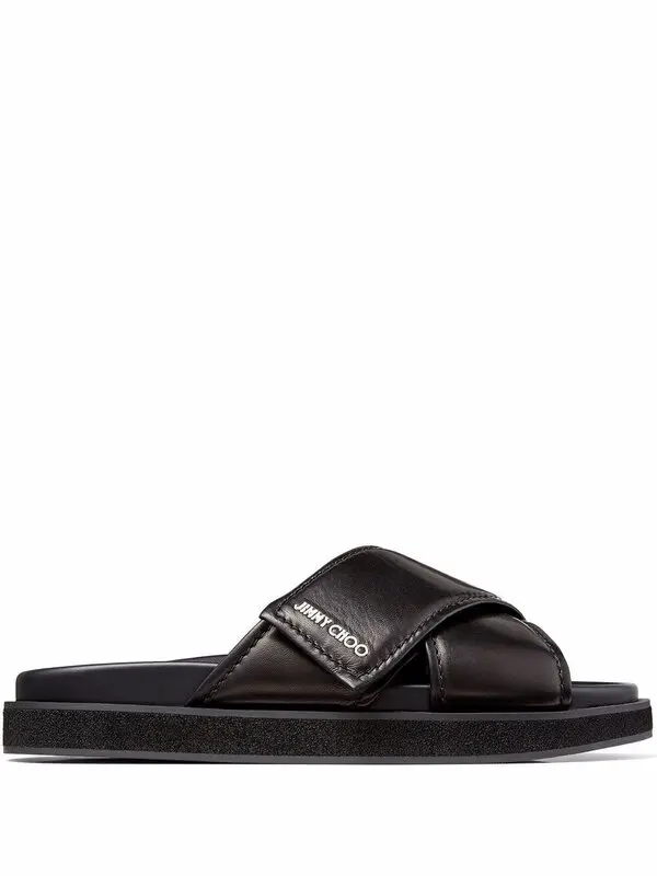 JIMMY CHOO Joel Crossover-strap Leather Sandals - Black