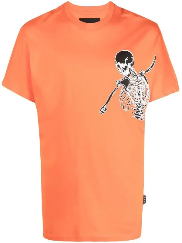 Philipp Plein Skeleton-print T-shirt - Orange
