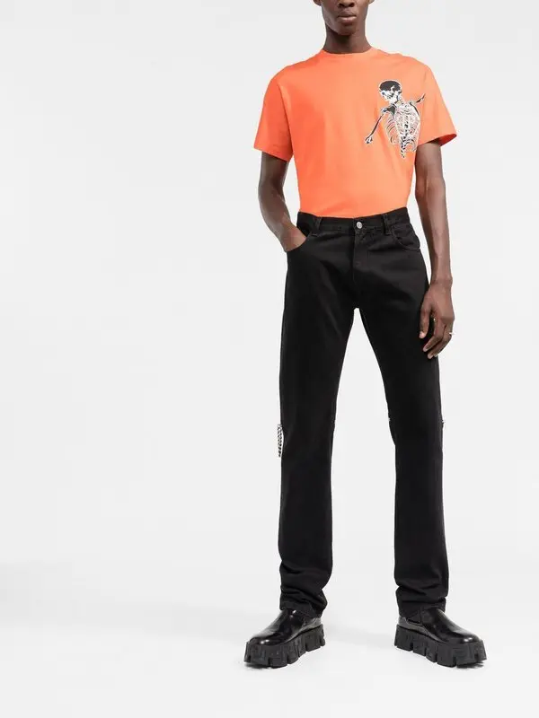 Philipp Plein Skeleton-print T-shirt - Orange