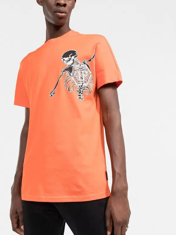 Philipp Plein Skeleton-print T-shirt - Orange