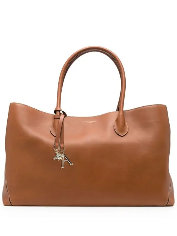 ASPINAL OF LONDON Logo-print Leather Tote Bag - Brown