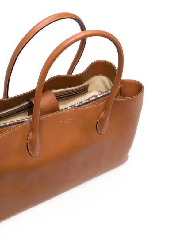 ASPINAL OF LONDON Logo-print Leather Tote Bag - Brown