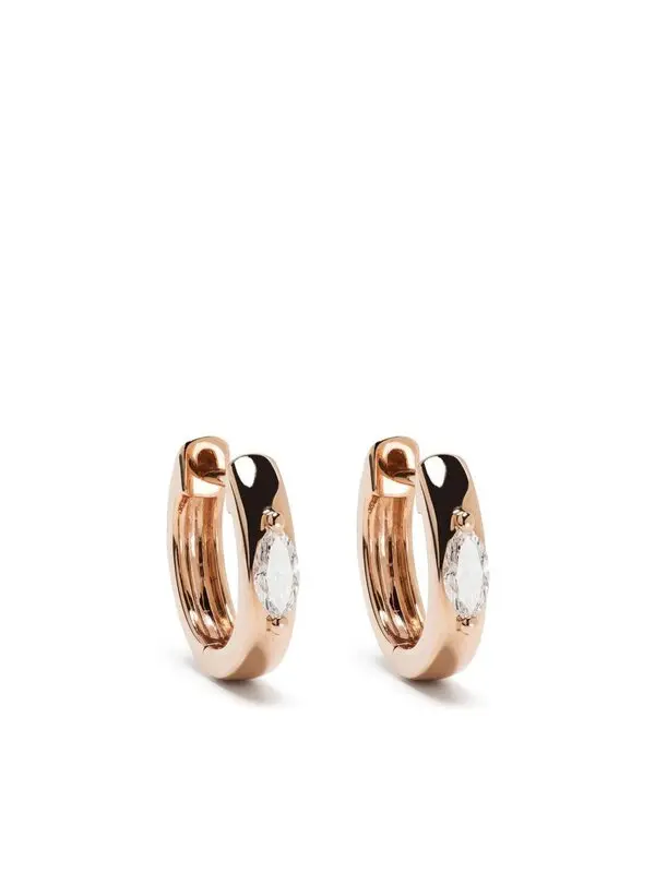 ANITA KO 18kt Rose Gold Diamond Huggie Earrings - Pink