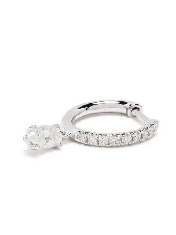 ANITA KO 18kt White Gold Diamond Drop Hoop Earring
