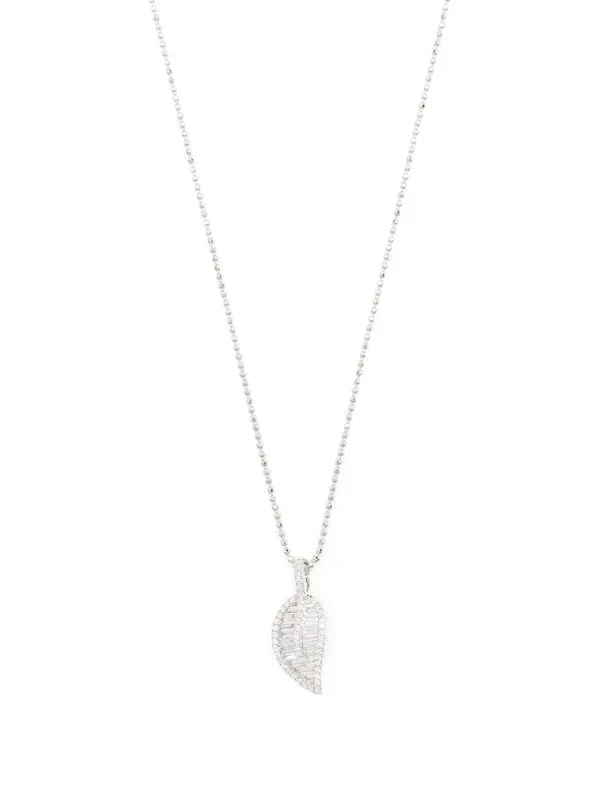 ANITA KO 18kt White Gold Diamond Palm Leaf Necklace - Silver