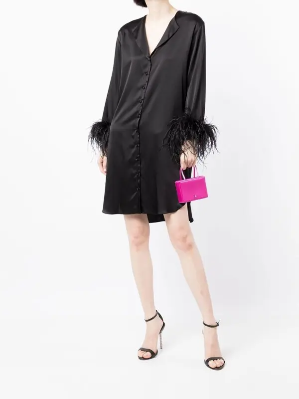 GILDA & PEARL Camille Feather-trim Shirt Dress