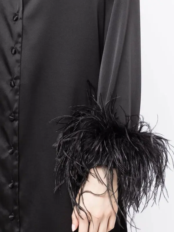 GILDA & PEARL Camille Feather-trim Shirt Dress