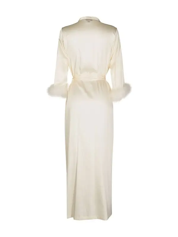 GILDA & PEARL Celeste Feather-trim Silk Robe