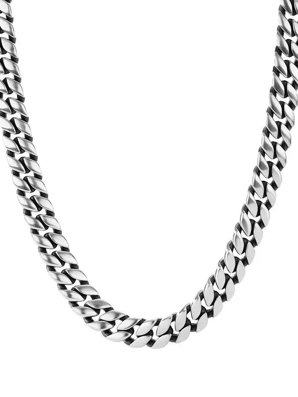 David Yurman 11.5mm Curb Chain Diamond Necklace - Silver