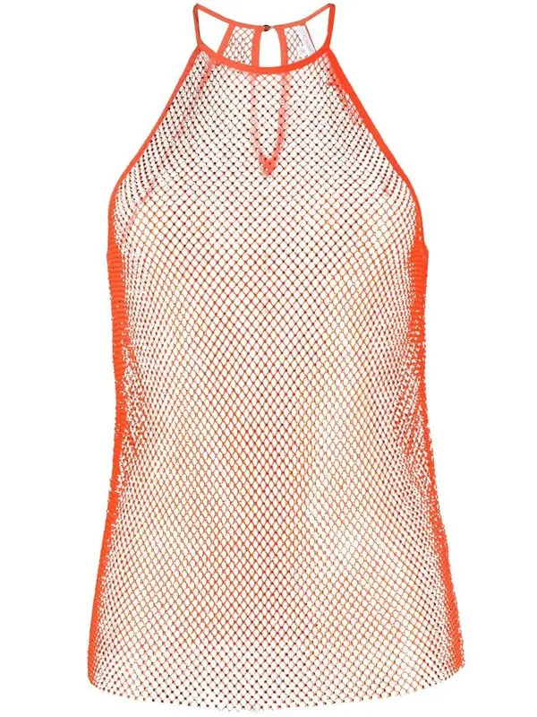 Patrizia Pepe Rhinestone Mesh Top