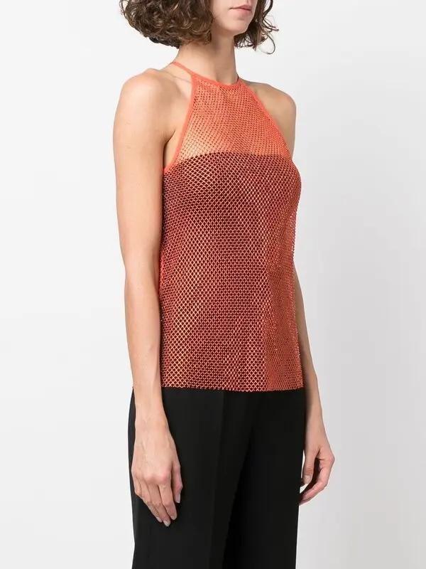 Patrizia Pepe Rhinestone Mesh Top