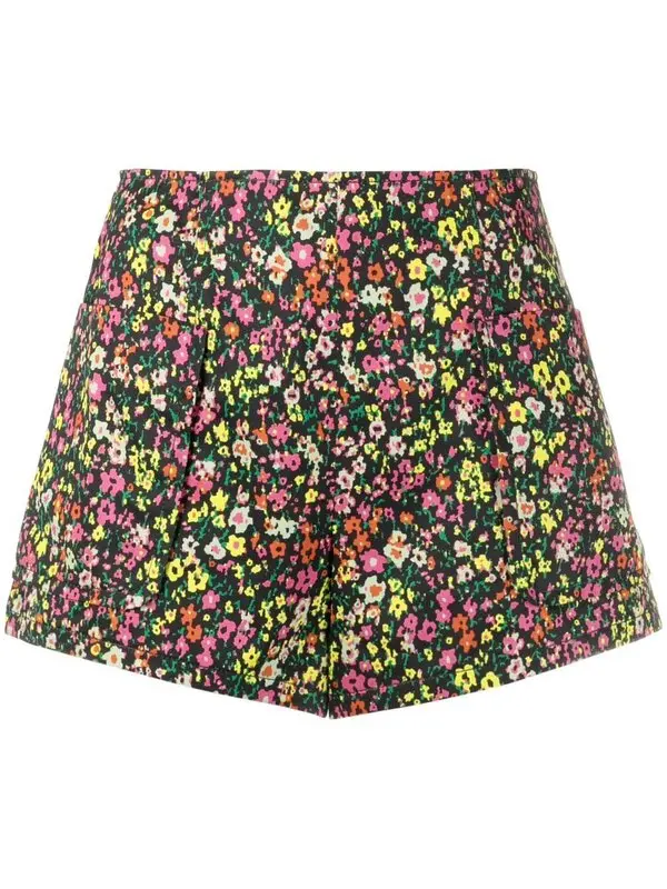 Philosophy Di Lorenzo Serafini Floral Print High-waisted Shorts - Black