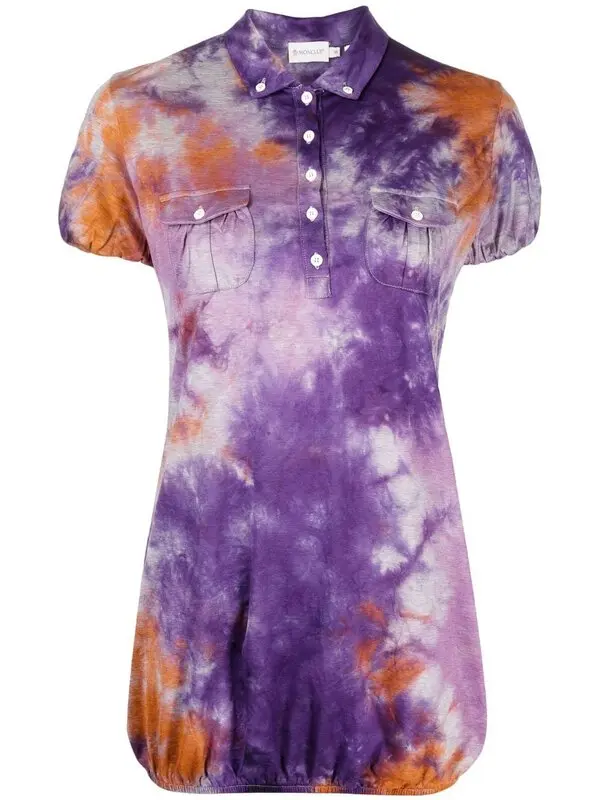 STAIN SHADE Tie-dye Print Polo Top