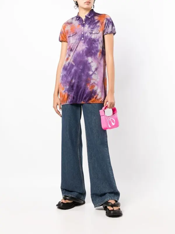 STAIN SHADE Tie-dye Print Polo Top