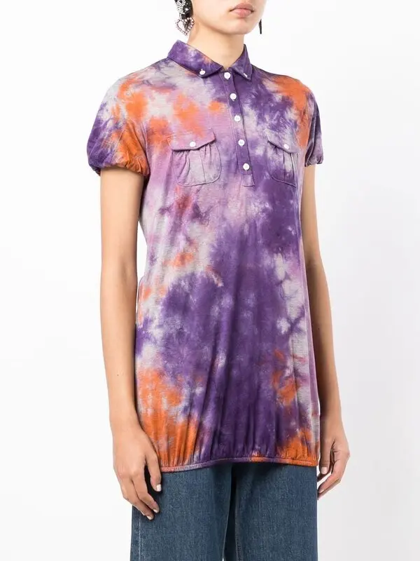 STAIN SHADE Tie-dye Print Polo Top