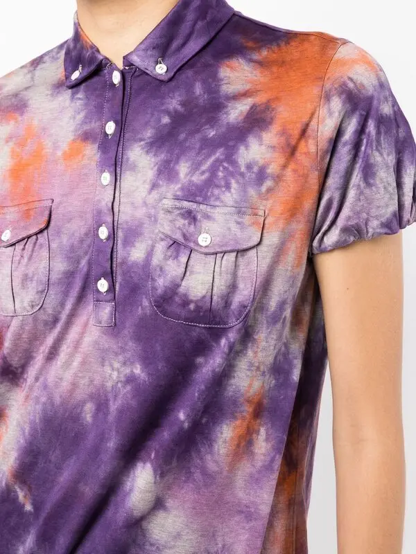 STAIN SHADE Tie-dye Print Polo Top