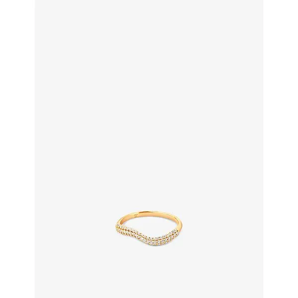 ASTRID & MIYU Wave Cubic Zirconia Ring - Gold