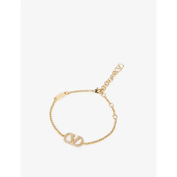 Valentino Garavani Vlogo Chain Bracelet - Oro 18 Crystal Silver