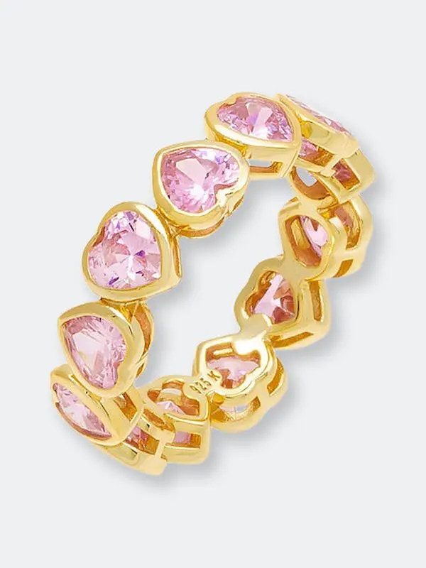 By Adina Eden Colored Bezel Heart Eternity Band