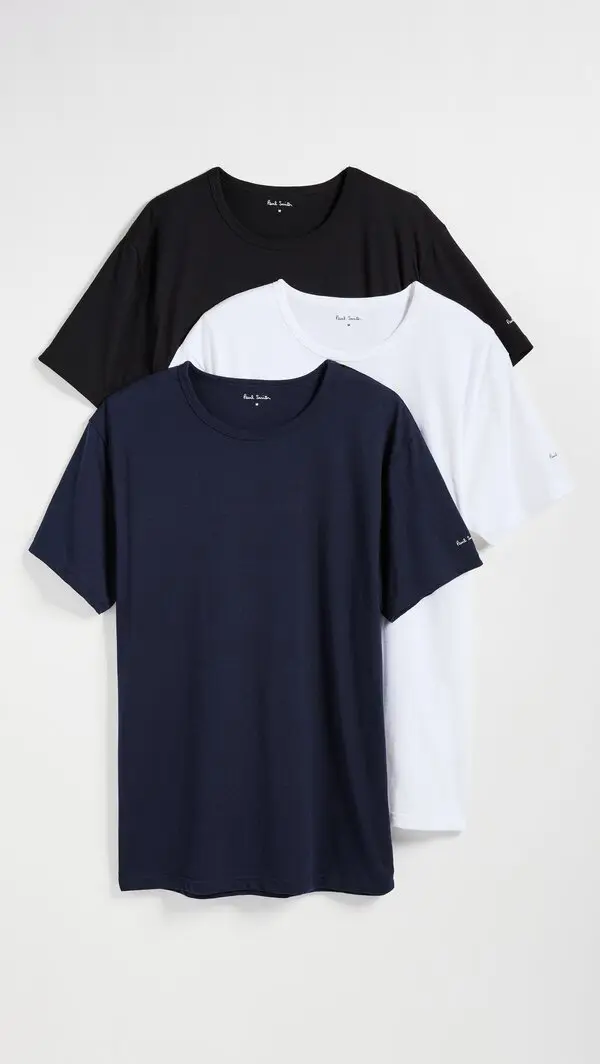 Paul Smith Cotton Logo Lounge 3 Pack T-shirts - Black/white/navy